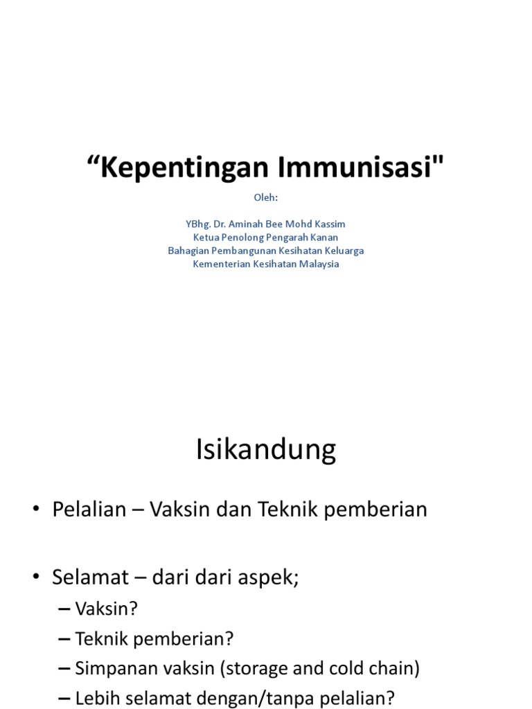 Kepentingan Imunisasi KKM PDF | PDF