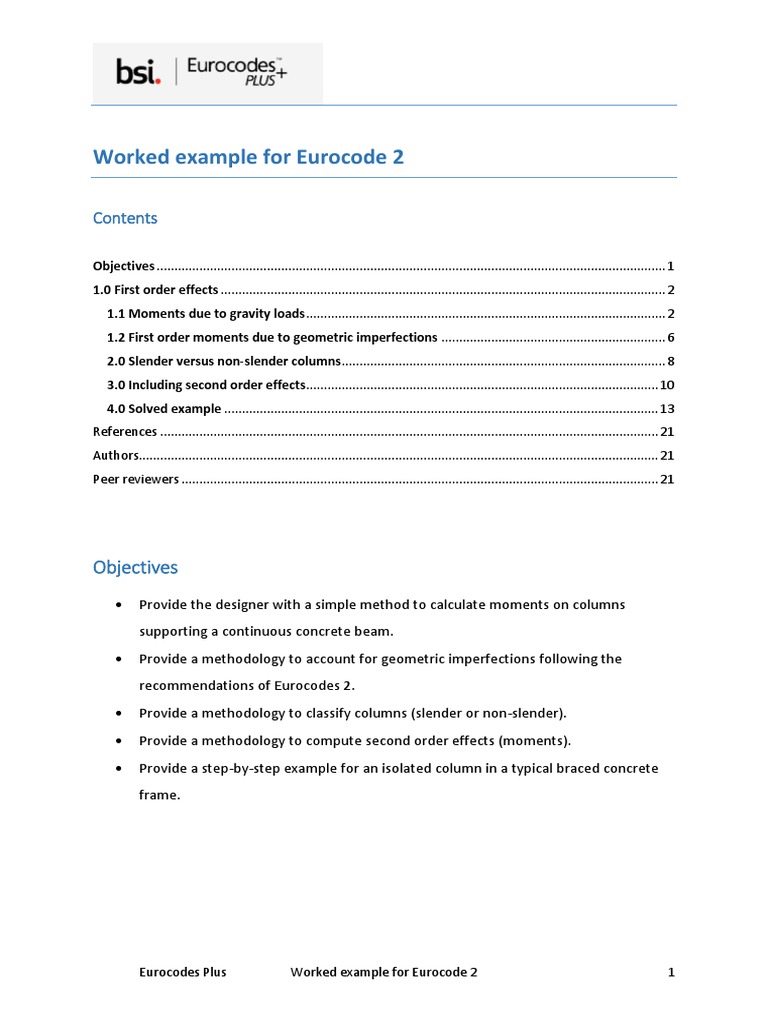 BSI Worked Example EC2 Column Moments Assessment | PDF | Beam (Structure) | Bending