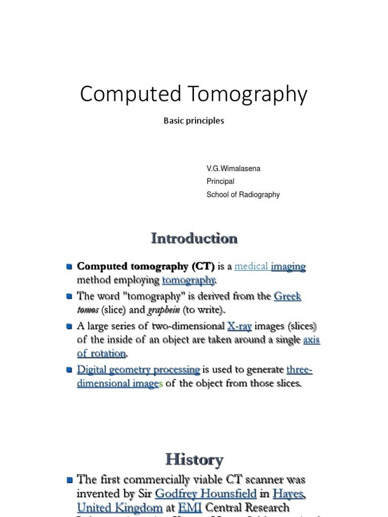 An Introduction to the Basic Principles of Computed Tomography | PDF ...