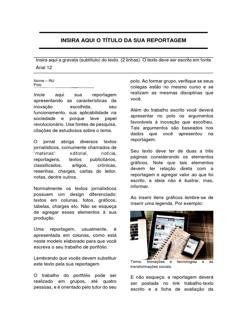 Modelo Reportagem (EaD) | PDF | Editorial | Jornalismo