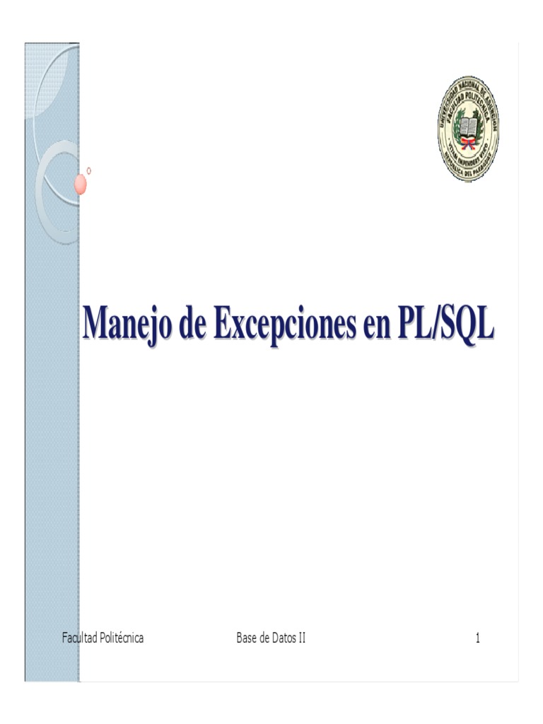 Excepciones en PL/SQL: Guía Rápida | PDF | Pl / Sql | SQL