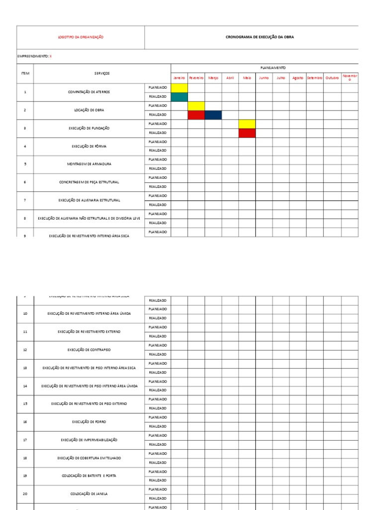 Cronograma de Execucao Da Obra | PDF