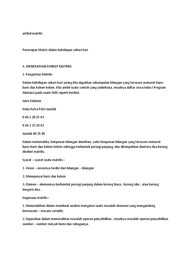 Artikel Matriks | PDF