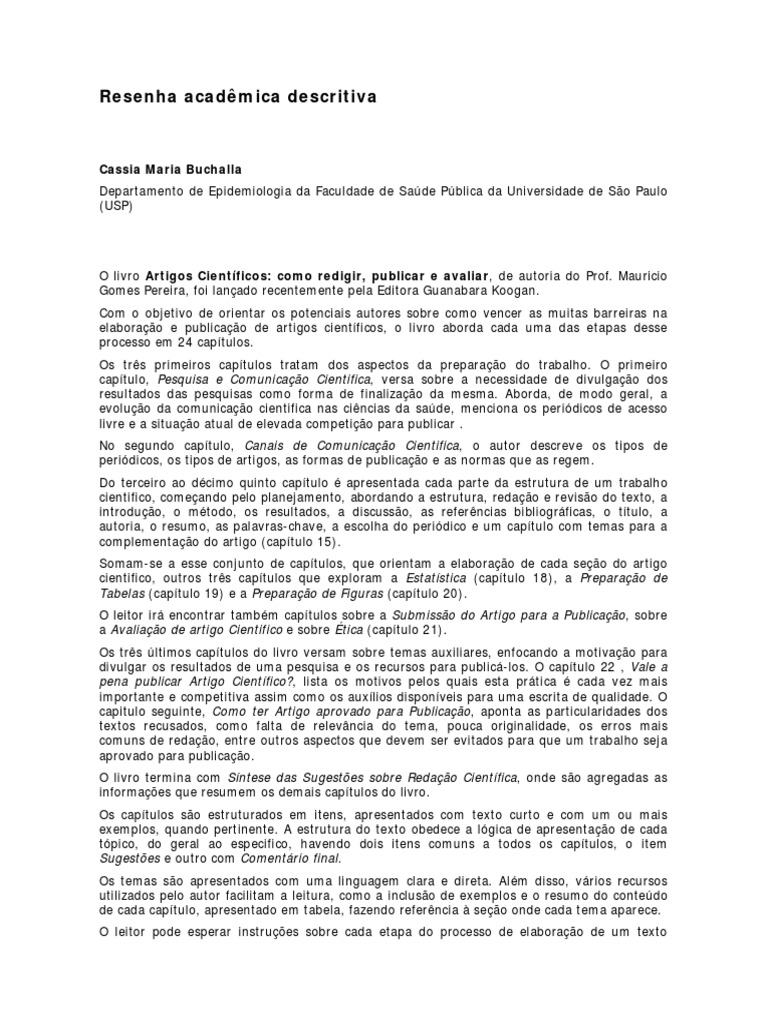 Modelo de Resenha Descritiva | Livros | Ciência