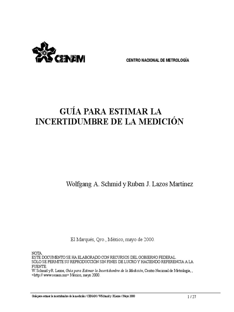Guia CENAM | PDF | Medición | Distribución normal
