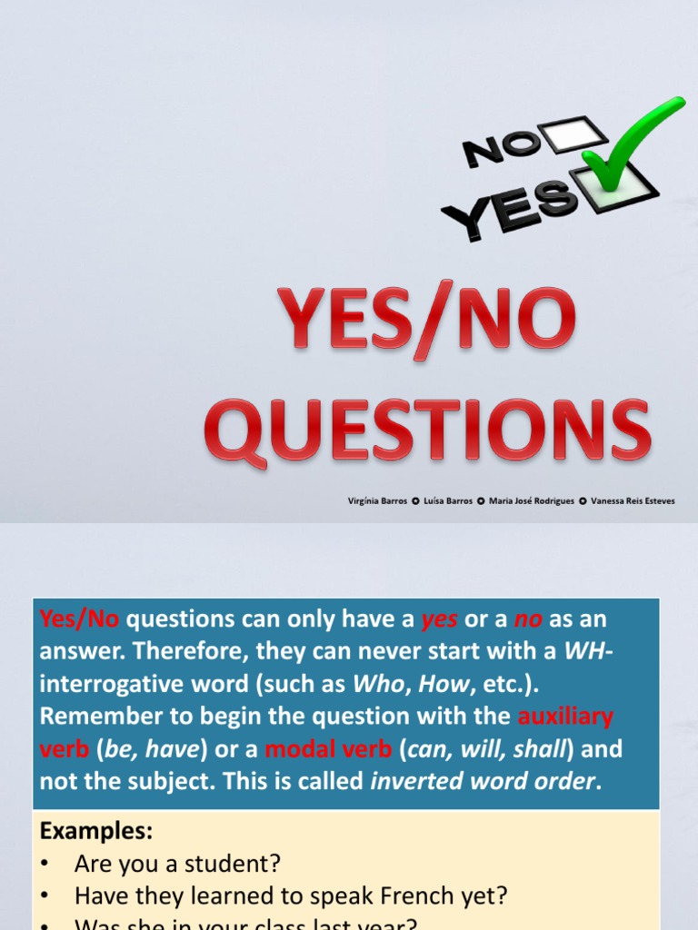 Crafting Yes/No Questions in English | PDF