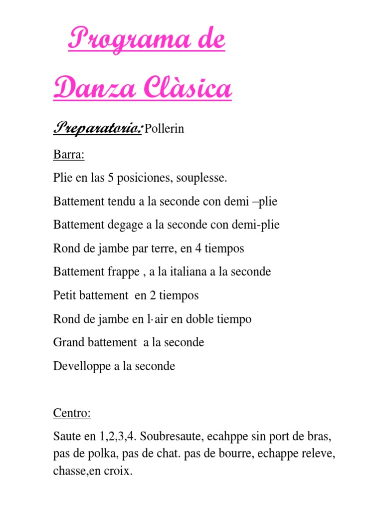 Programa de Ballet Clásico Preparatorio | PDF | Bailes | Teatro