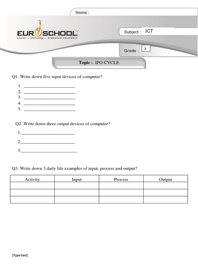ICT Worksheet 1 | PDF