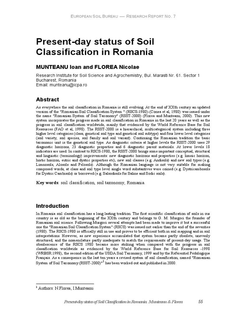 Status of Soil Classification in Romania | Download Free PDF | Soil ...