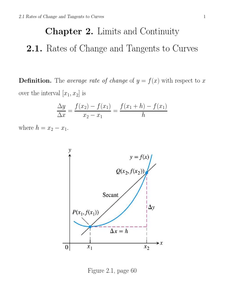 Limits and Continuity 2.1. Rates of Change and Tangents To Curves | PDF