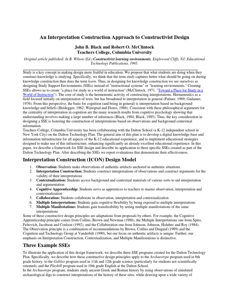 Constructivist Design | PDF | Constructivism (Philosophy Of Education ...