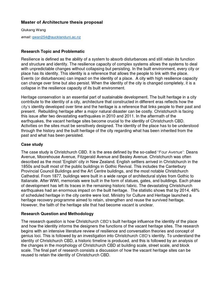 Master of Architecture Thesis Proposal: Research Topic and Problematic ...