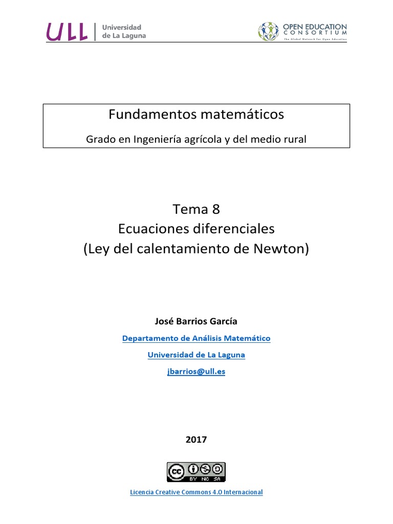 T8 EDO Ejemplo | PDF | Ecuaciones diferenciales | Ecuaciones