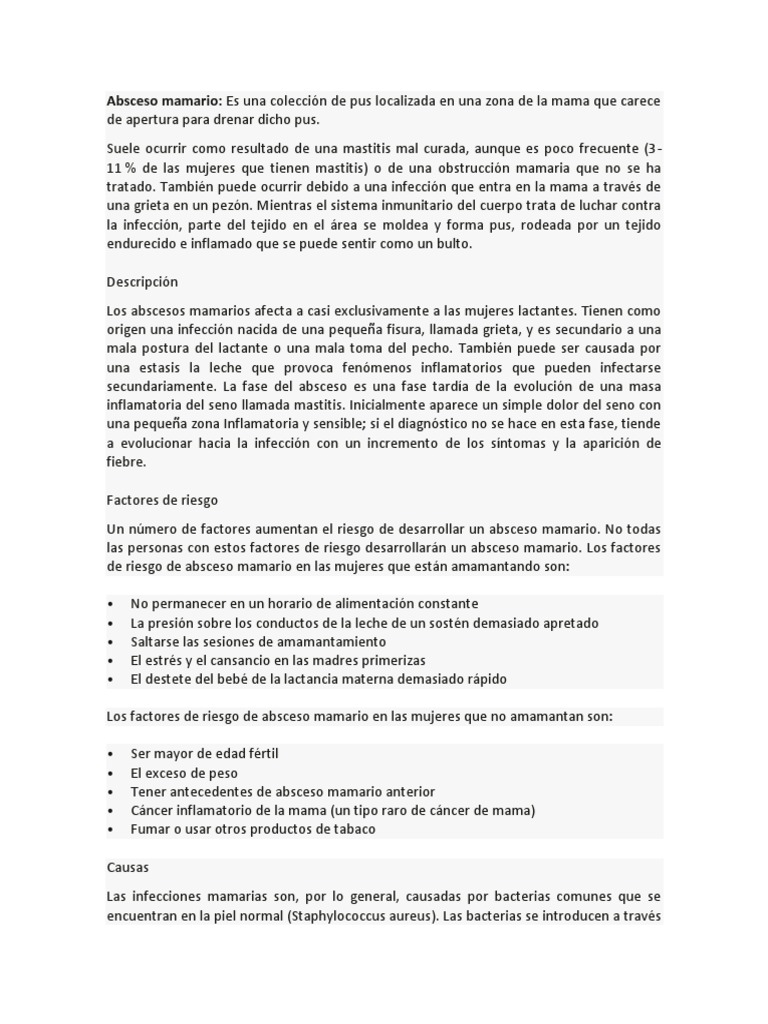 Absceso mamario: causas y tratamiento | PDF | Pecho | Cáncer de mama