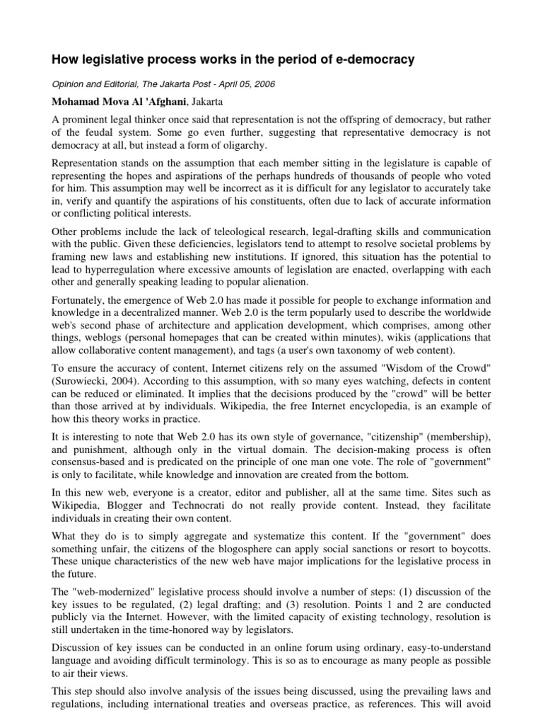 Legislation in The Period of e Democracy | PDF | Wiki | Wikipedia