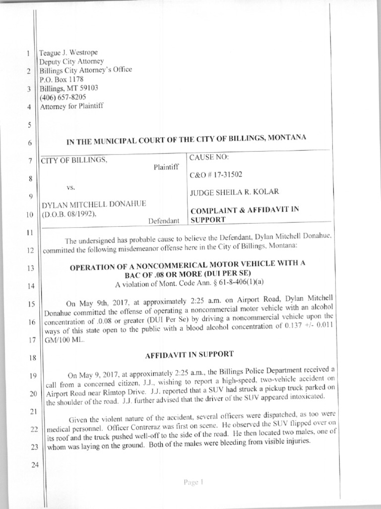 Dylan Donahue DUI Documents | PDF