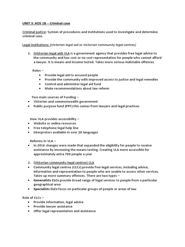 UNIT 3 AOS 1B Criminal Case | PDF | Plea Bargain | Deterrence (Legal)