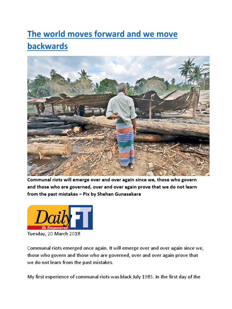 The World Moves Forward and We Move Backwards | PDF | Sri Lanka ...