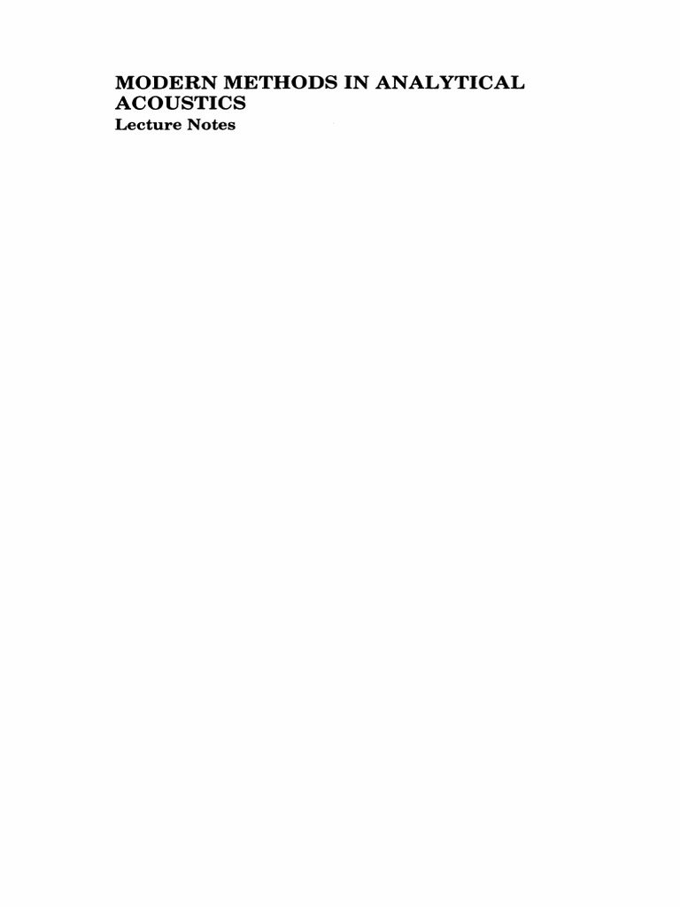Modern Methods in Analytical Acoustics: Lecture Notes | PDF | Complex ...