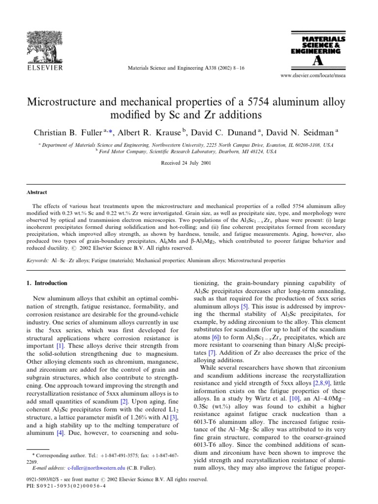 Microstructure and Mechanical Properties of A 5754 Aluminum Alloy ...