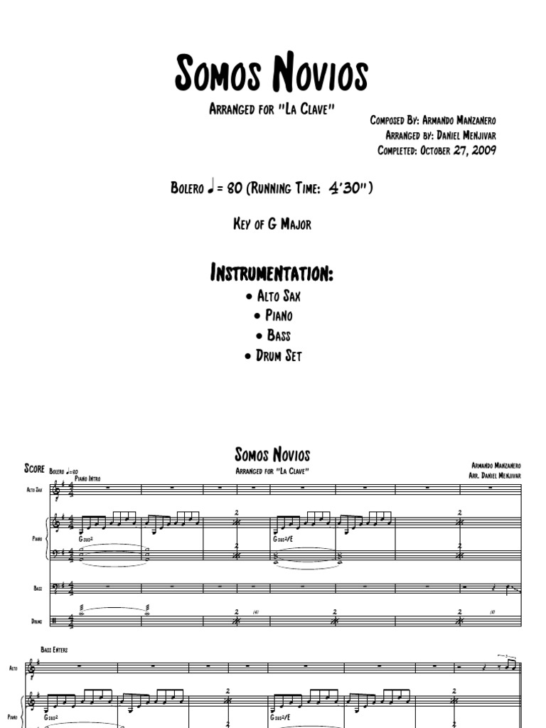Somos Novios - Score PDF | PDF | Ocio | Entretenimiento (general)