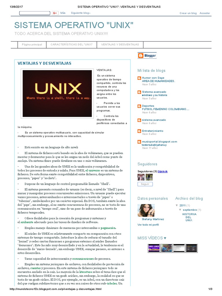 Ventajas y Desventajas de UNIX | PDF | Unix | Archivo de computadora