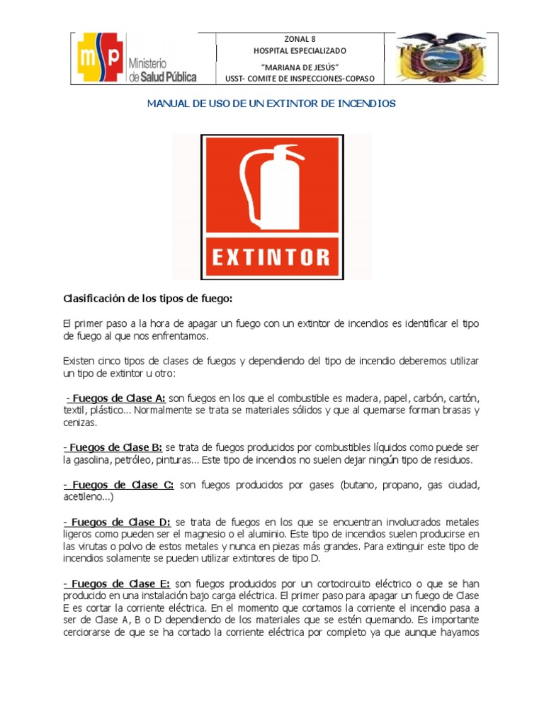 Manual de Uso de Un Extintor de Incendios | PDF | Dióxido de carbono ...