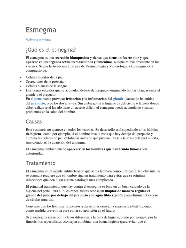 Esmegma: Causas y Tratamientos | PDF | Especialidades Medicas ...