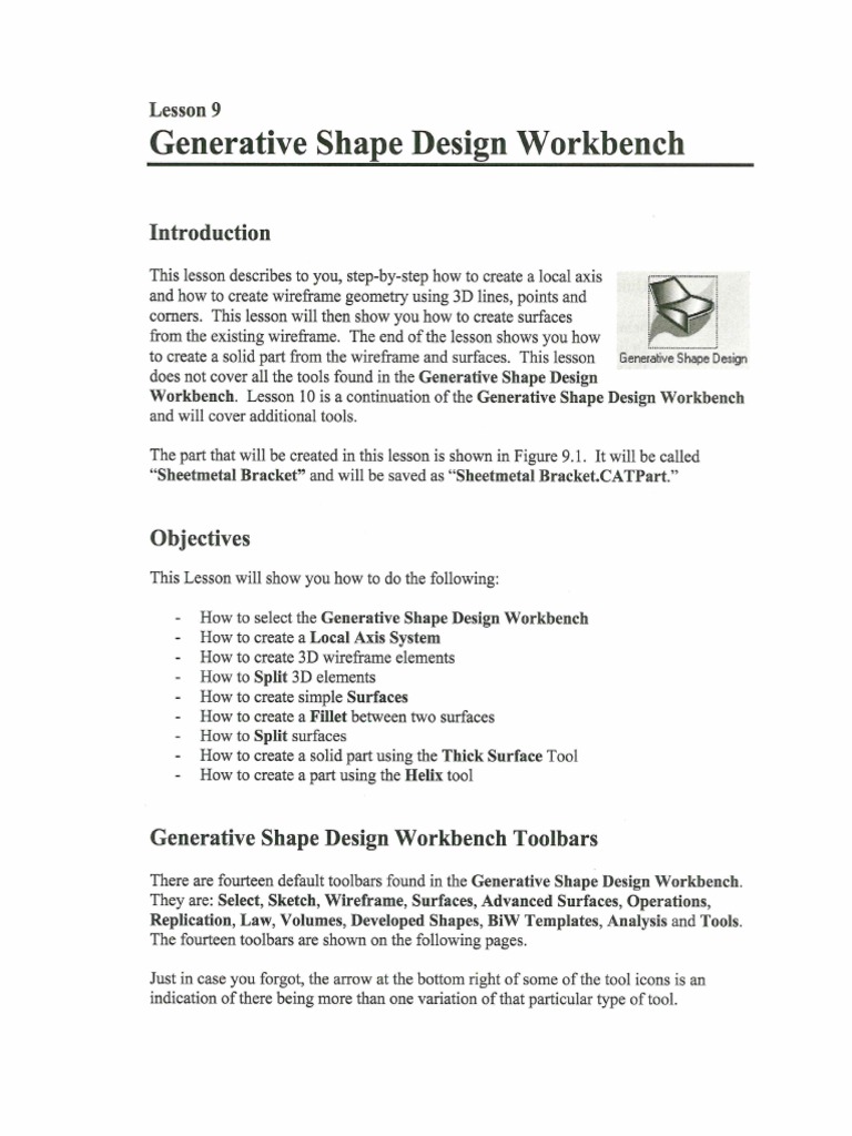 Lesson 9 - Generative Shape Design Workbench PDF | PDF