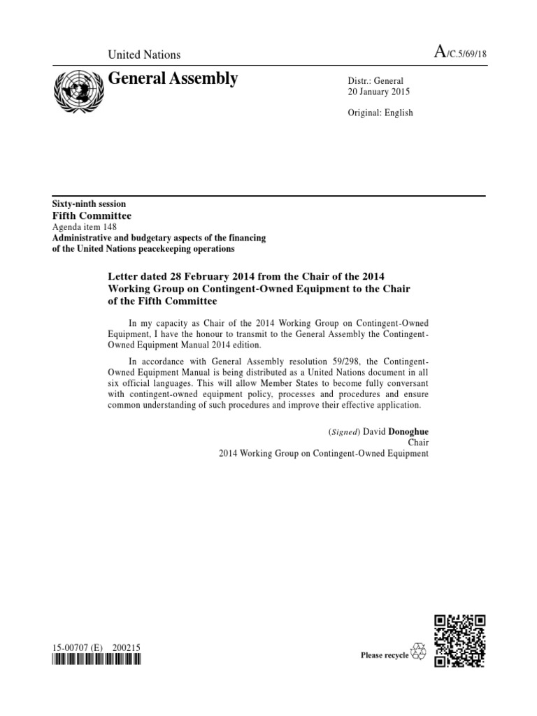 2014 COE Manual | PDF | United Nations General Assembly | Peacekeeping