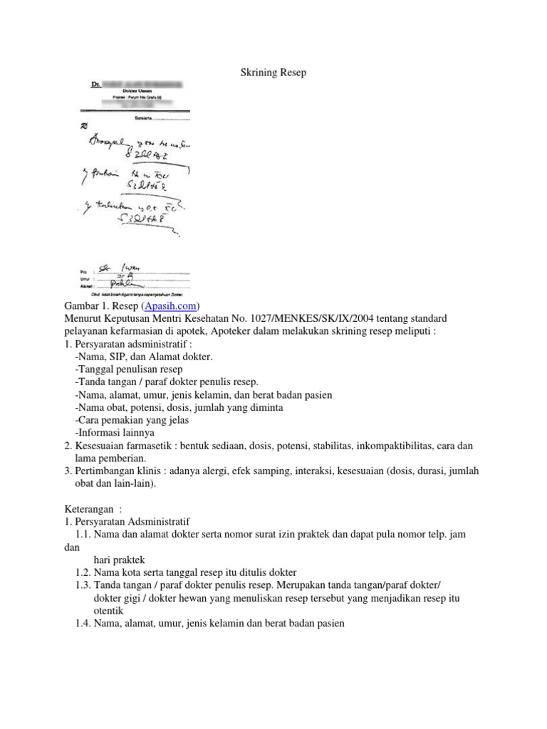 Skrining Resep: Panduan Lengkap dan Evaluasi Kerasionalan Obat | PDF