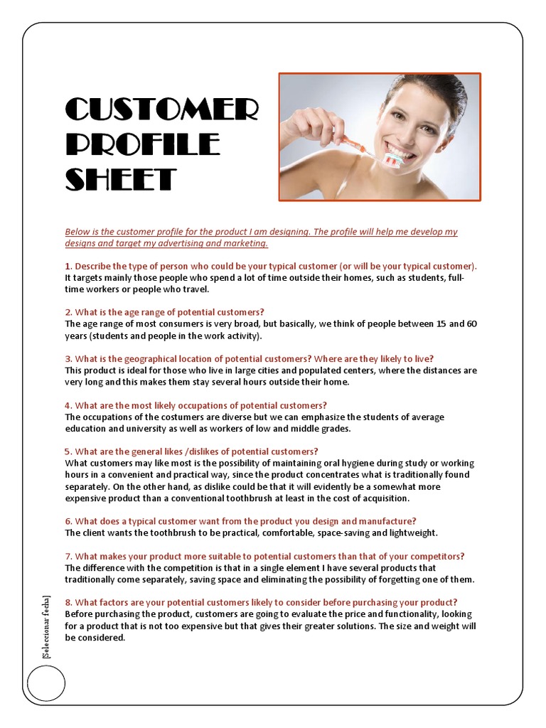 Customer Profile Sheet | PDF | Advertising | Social Media