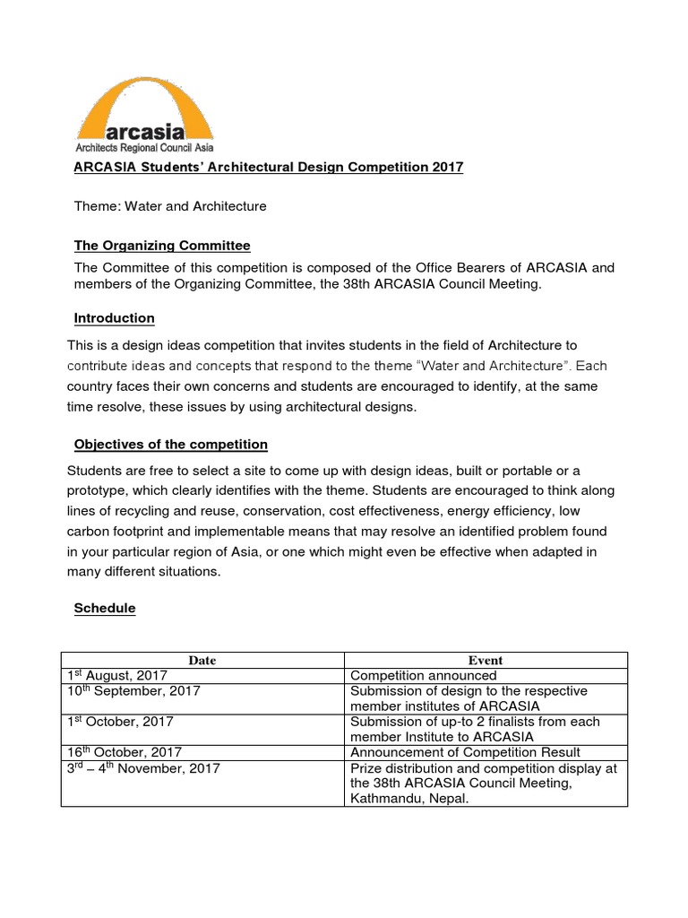 ARCAISA Students Architectural Design Competition Brief 2017 | PDF ...
