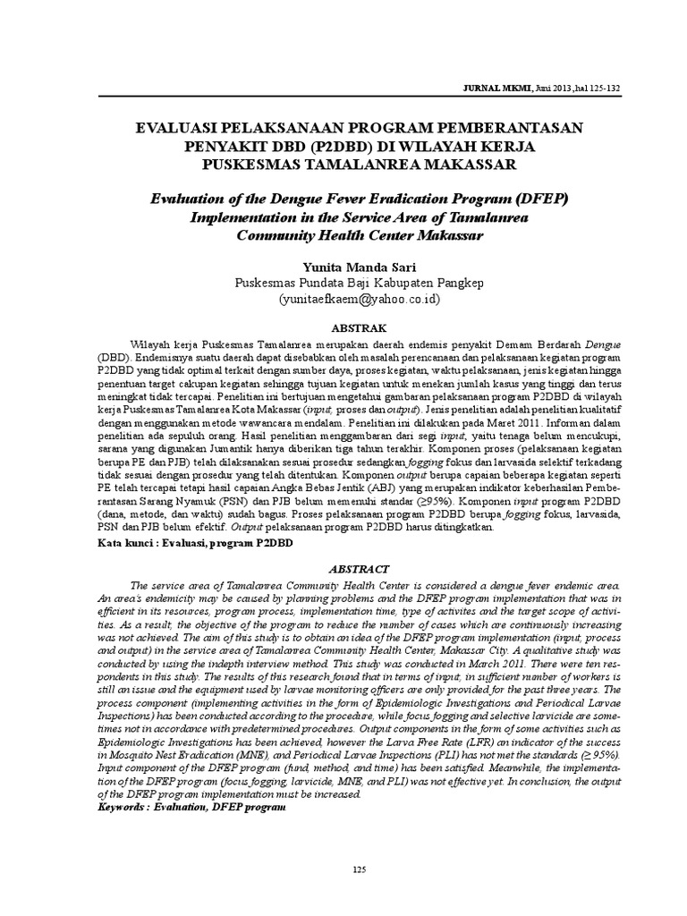 Evaluasi Program DBD di Tamalanrea | PDF