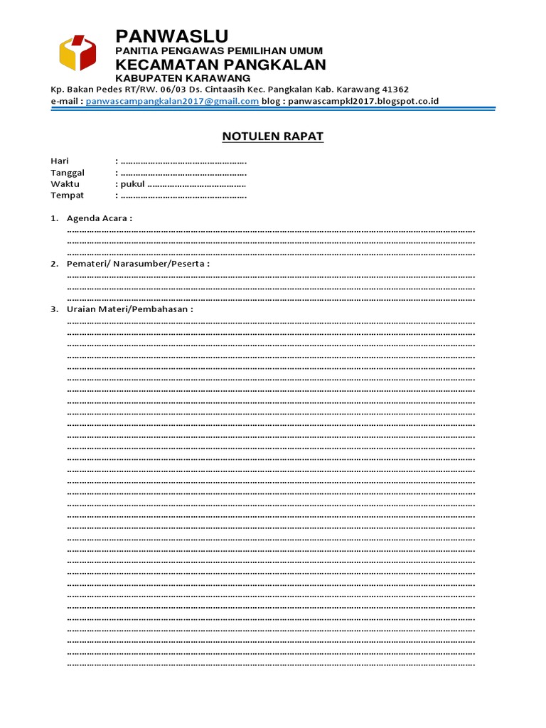 Format Notula Rapat | PDF