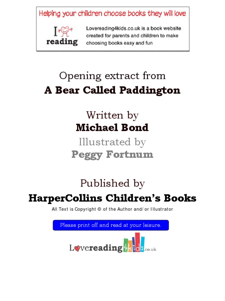 A Bear Called Paddington by Michael Bond | Download Free PDF ...