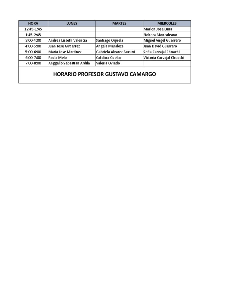 Horario Gustavito | PDF
