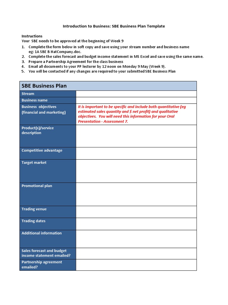 Student Business Plan Guide | PDF