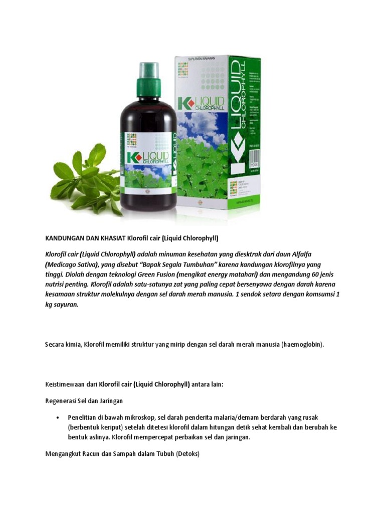 Kandungan Dan Khasiat Klorofil Cair | PDF