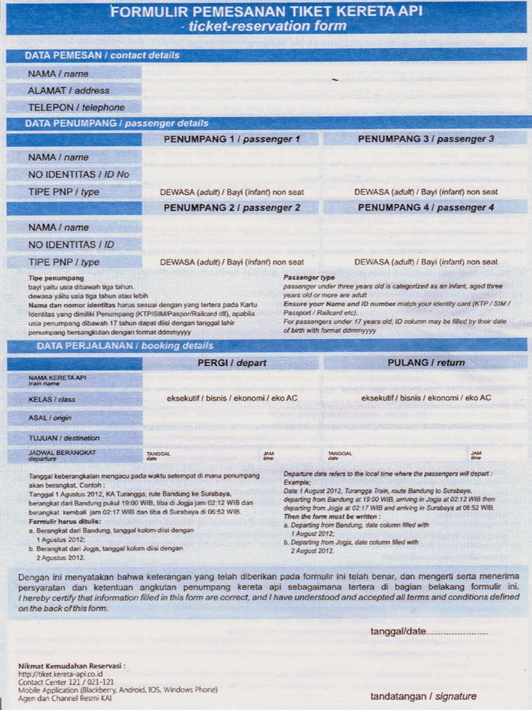 Formulir Pemesanan Tiket | PDF