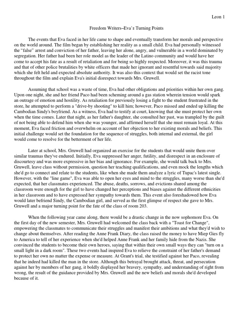 Eva's Transformation in Freedom Writers | PDF