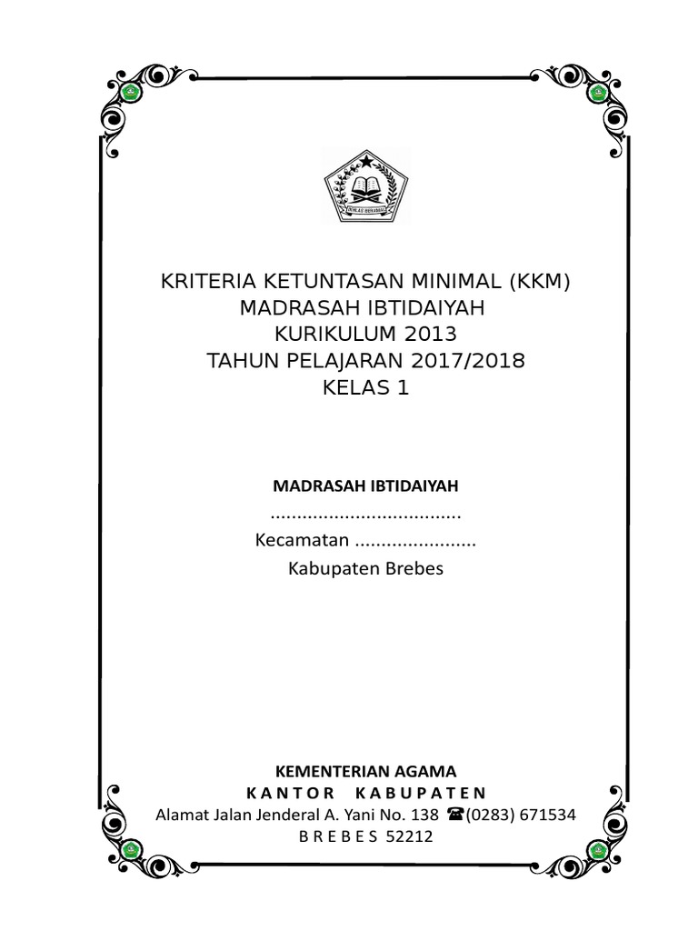 Cover KKM Kelas 1 | PDF