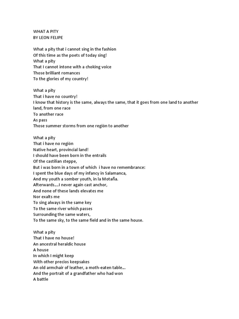 What A Pity | PDF | Poetry