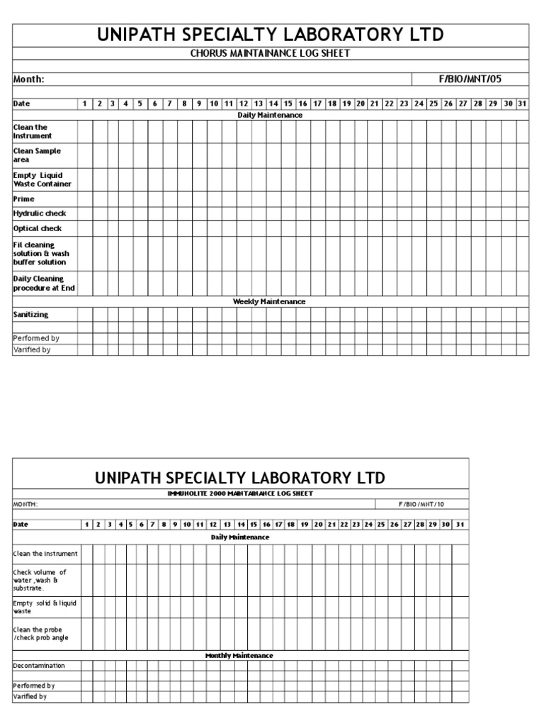 Log Sheet of Instrument | PDF | Chemical Engineering | Chemistry