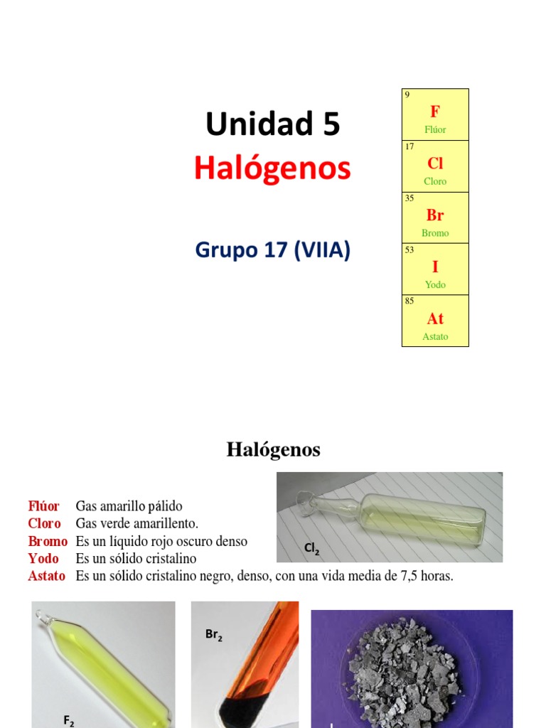 Halógenos PROPIEDADES | PDF | Cloro | Materiales transparentes