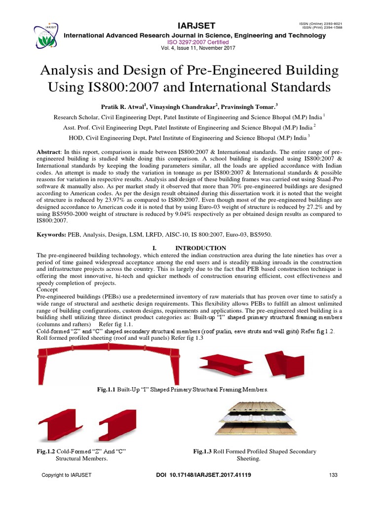 Analysis and Design of PEB Using IS800 and International Standard | PDF | International Standard ...