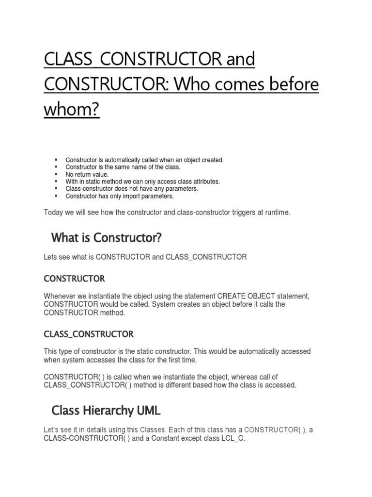 Class Constructor And Constructor Who Comes Before Whom Pdf Inheritance Object Oriented