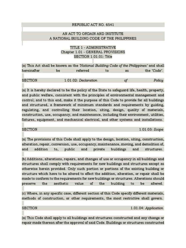 Republic Act No 6541 | PDF | Building Code | Building