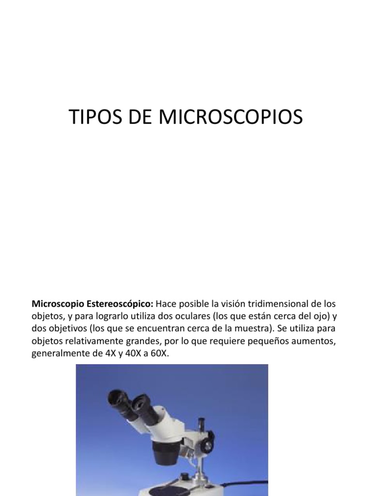 Los Tipos de Microscopios y Sus Usos | PDF | Fluorescencia | Ligero