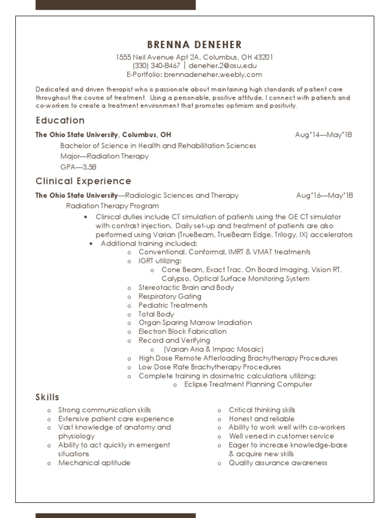 RT Resume Final | PDF | Radiation Therapy | Physical Therapy
